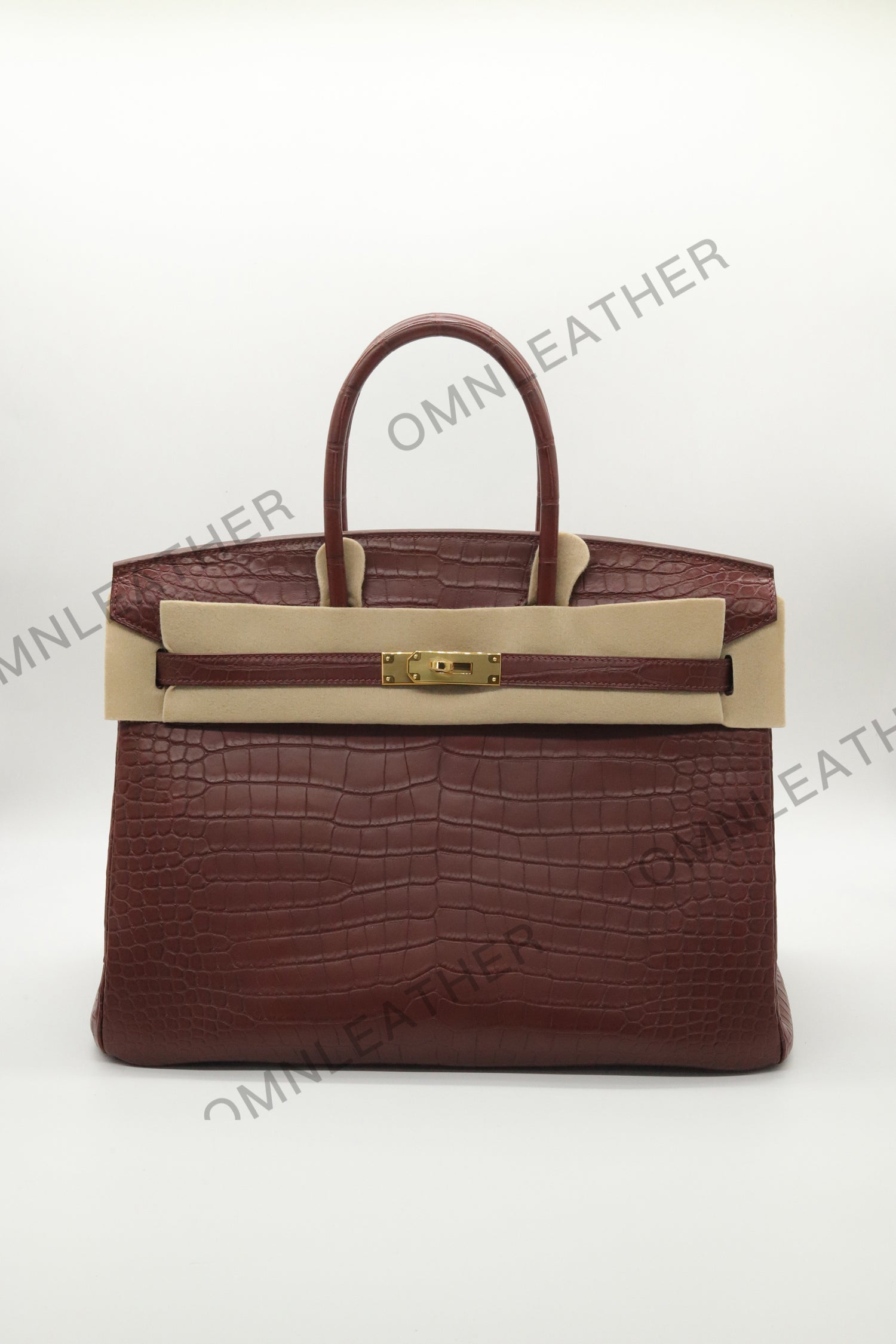 London 35 Birkin Style HCP Saltwater Croc Leather Glossy Red Mix Color ...